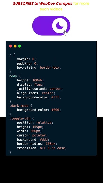 Create Dark Mode Toggle Button using HTML CSS and JavaScript in 25 ...