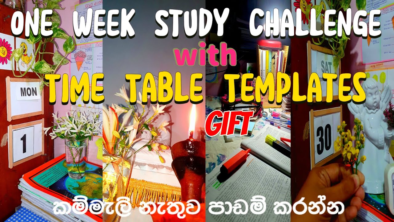 One Week 📅 Study Challenge 📚 ️ With Time Table Templates 🍄💛💞 Winnerට ...
