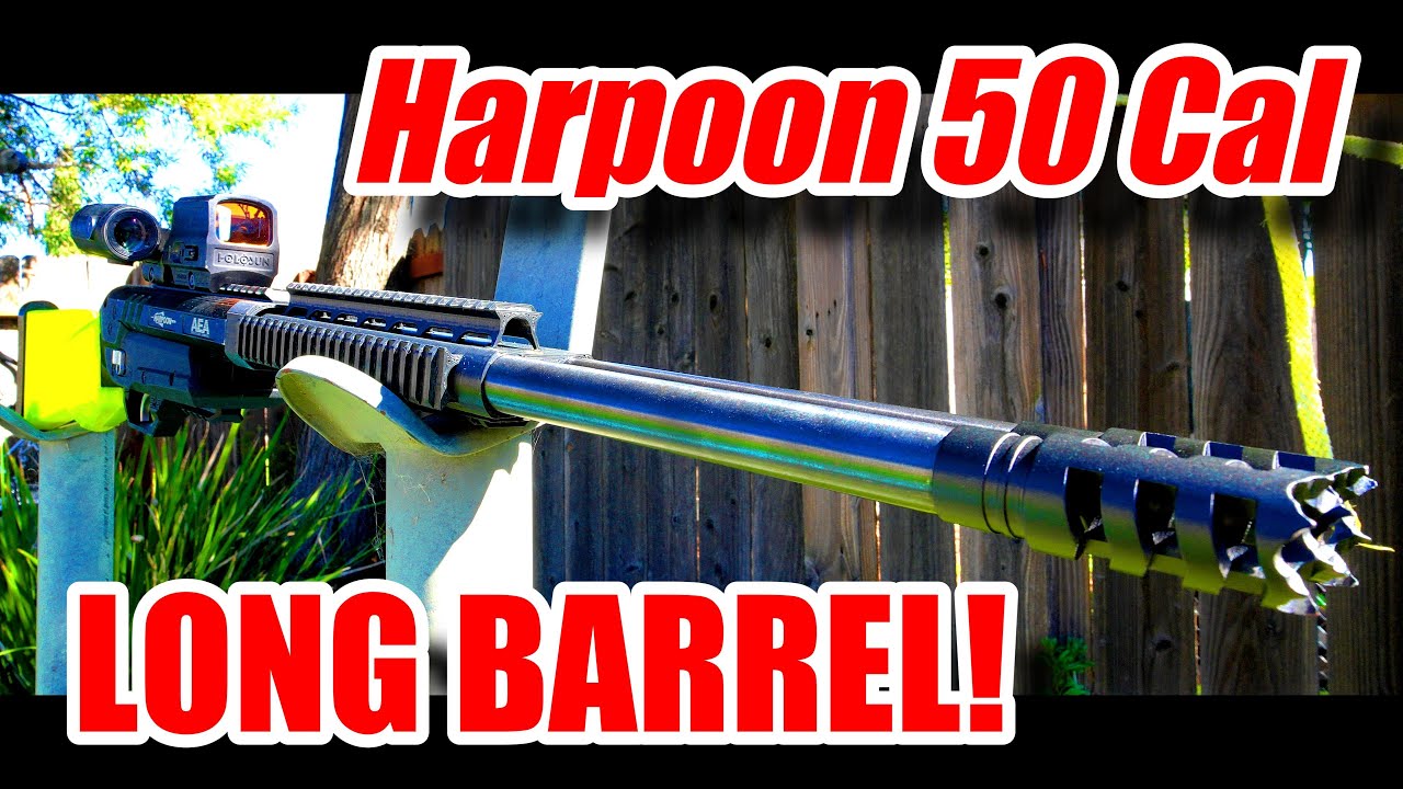 Testing the AEA Harpoon LONG BARREL 50 cal (DOUBLE BARREL AIR BLASTER ...