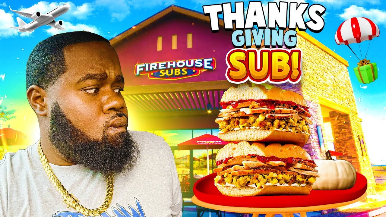 Trying the NEW Firehouse Subs Thanksgiving Turkey Sub! - YouTube