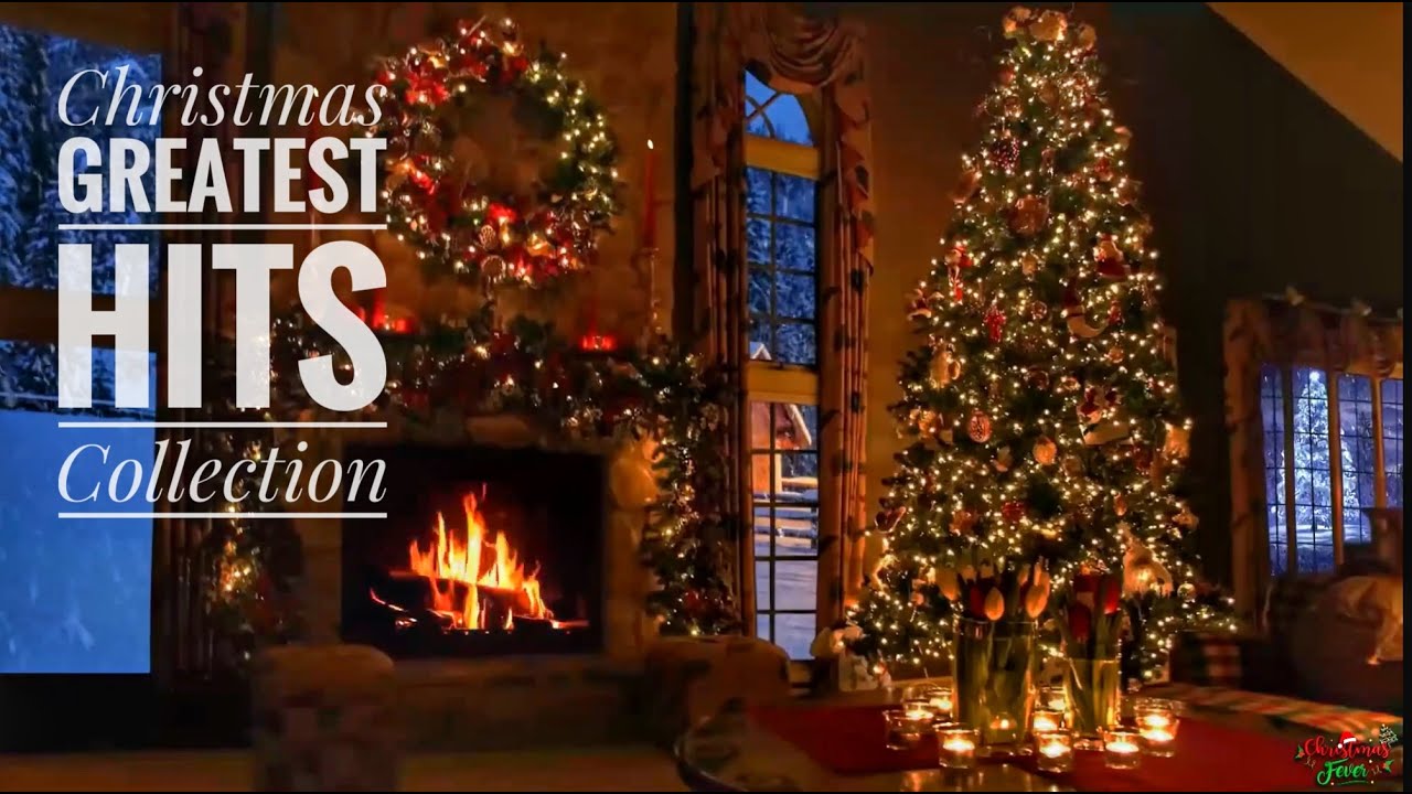 25 of the BEST Christmas Songs EVER! With a Fireplace Snowfall Evening ...