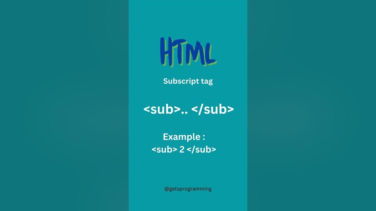 Html sub tag - YouTube