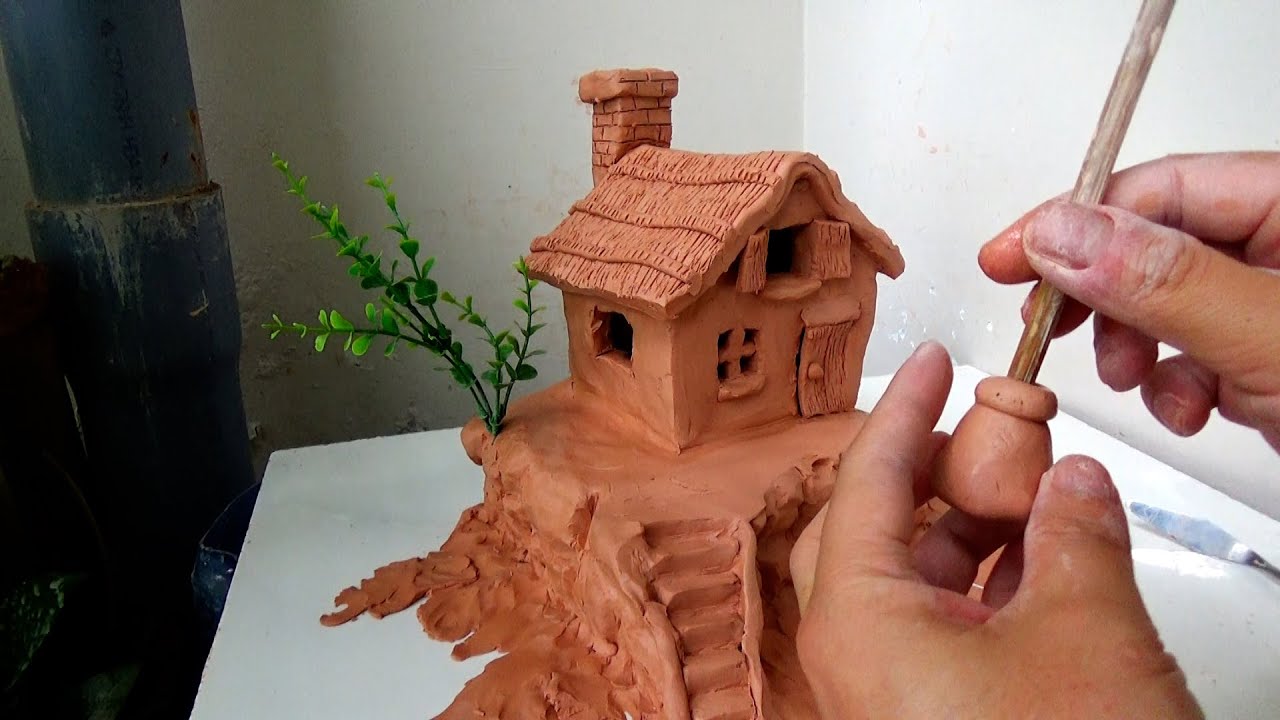 DIY Mini Clay Cottage | How To Make Small House on Hill - YouTube