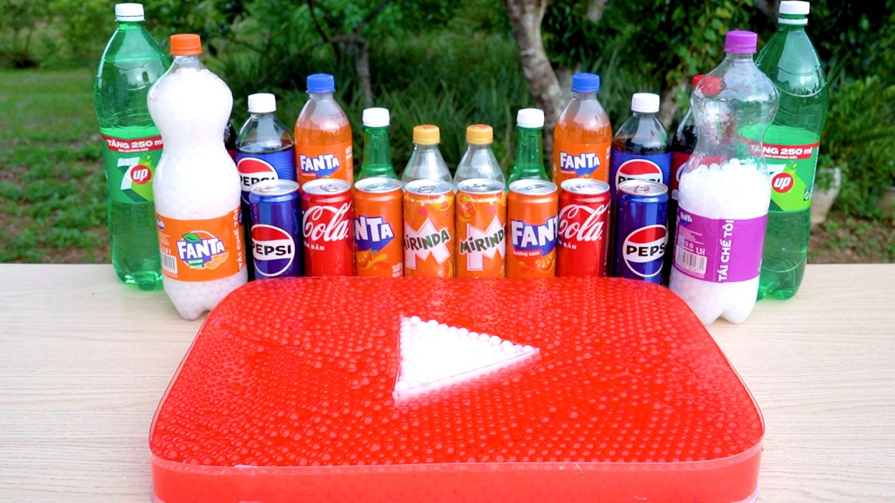 How to make Youtube LOGO with Orbeez, Coca Cola, Fanta, Pepsi vs Mentos ...