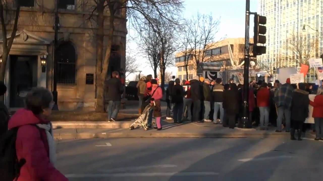 Madison 2011- Mini Protest for benefit of MSNBC cameras - YouTube
