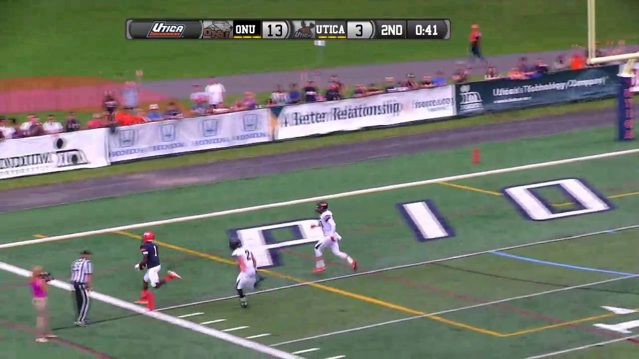 Imani Vincent TD Catch for Utica Against Ohio Northern - YouTube