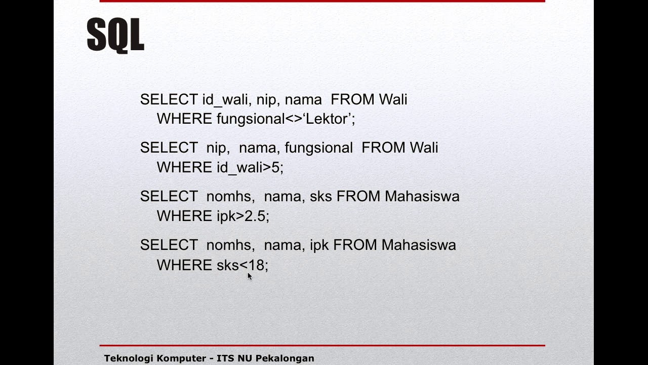 Teknologi Basis Data (SQL Lanjut) - YouTube