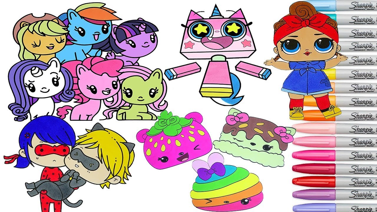 Coloring Book Pages Compilation for Kids Powerpuff Girls My Little Pony ...