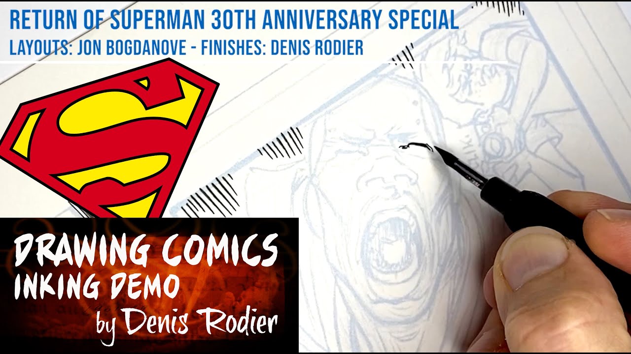 Superman's Return 30th Anniversary Comics Inking Demo / Démo encrage BD ...