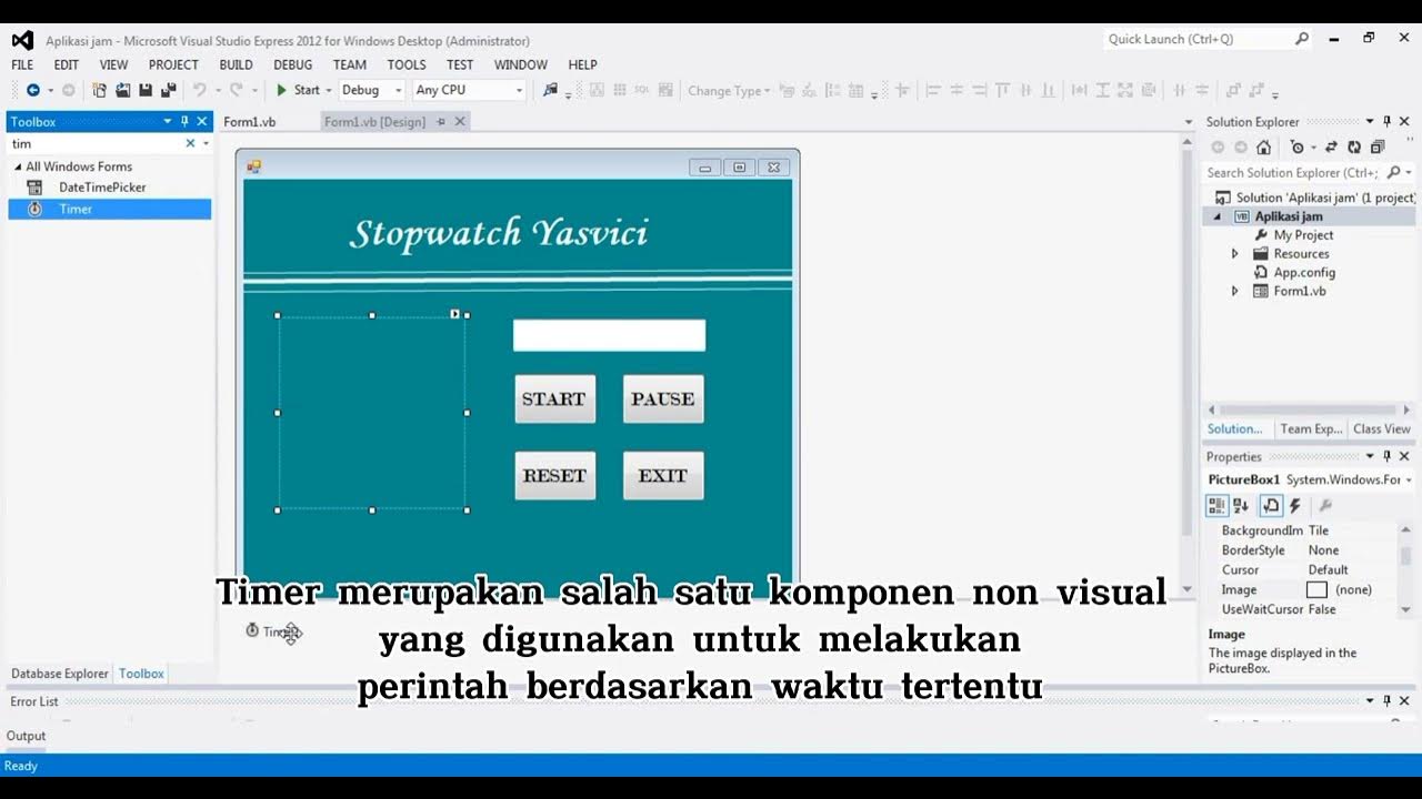 Tutorial membuat aplikasi stopwatch dengan visual studio - YouTube