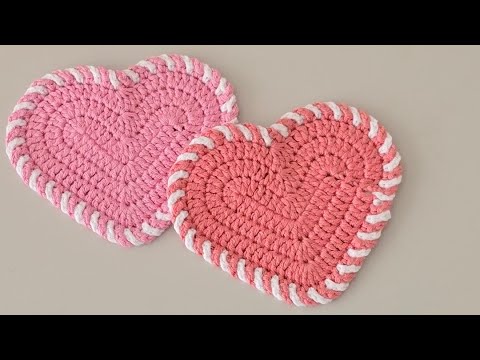 Tığ İşi Kalp Desenli Bardak Altlığı Nasıl Yapılır? - Crochet Heart Coaster