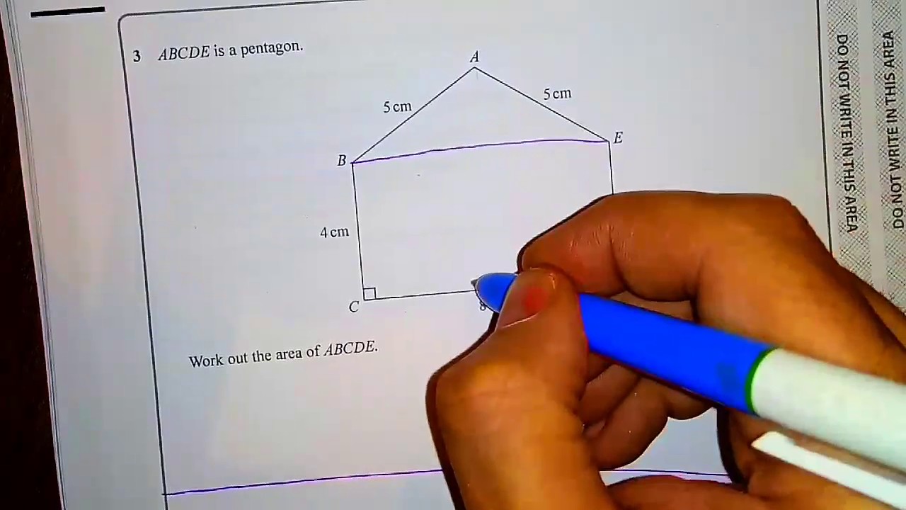 Compound area and pythagoras 9-1 new GCSE exam non-calculator question ...