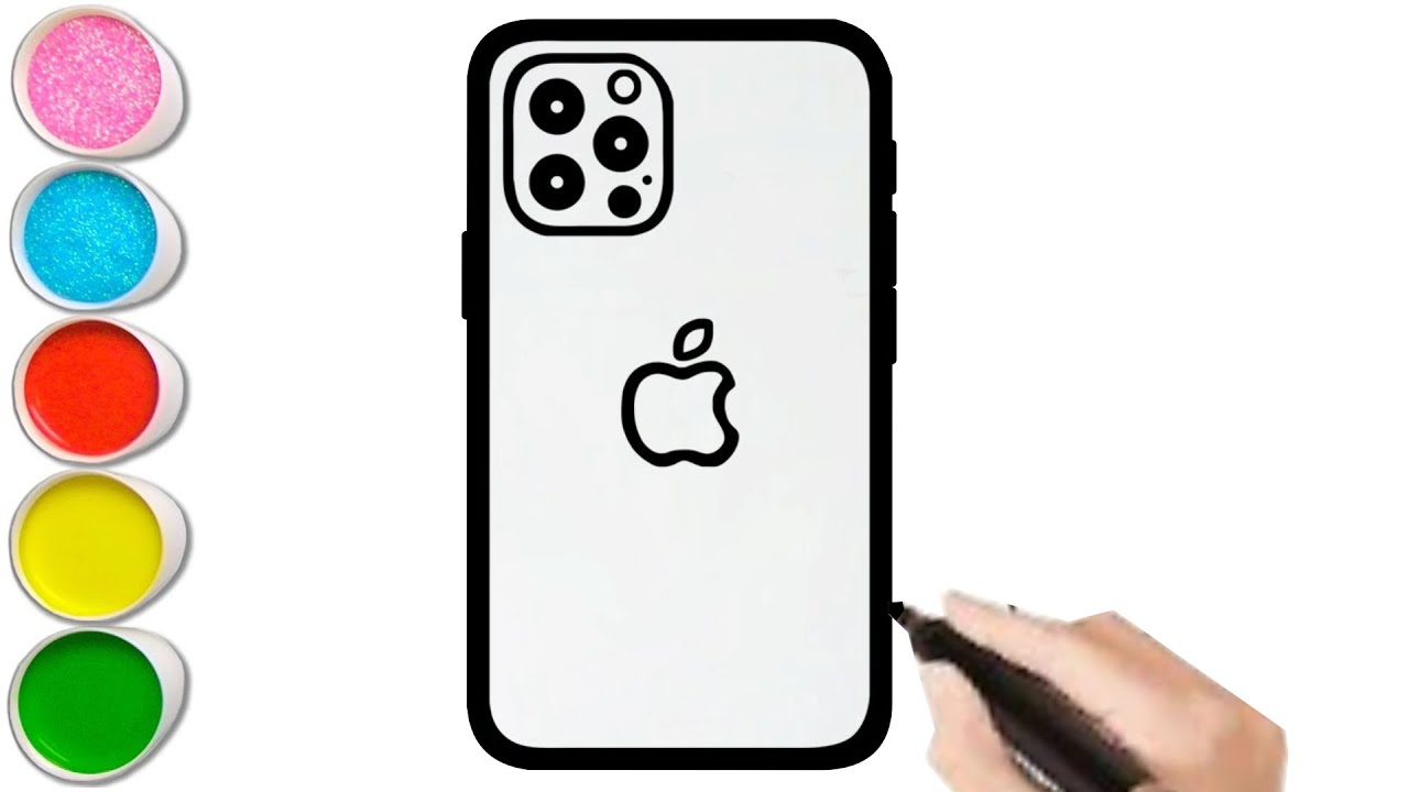 How to Draw APPLE🍎 IPHONE | Beautiful Pink iPhone | How to Draw APPLE ...