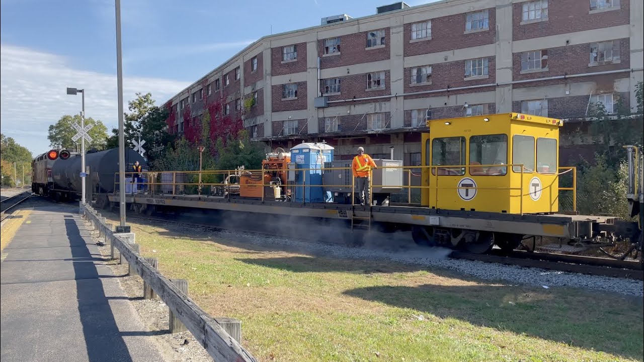 MBTA Power Wash Train in Action!! (Walpole, MA) - YouTube