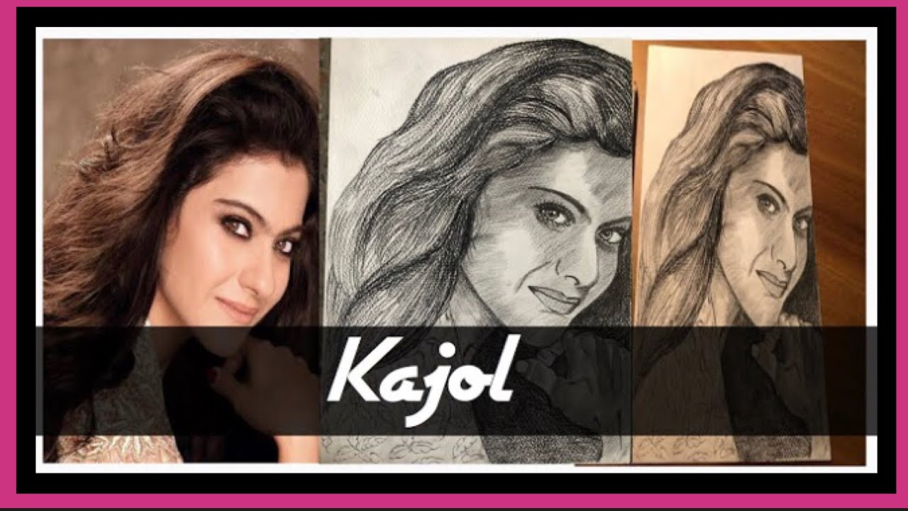 Drawing Kajol Portrait with Pencil Sketch (Charcol Pencil) |BalluBlogg ...