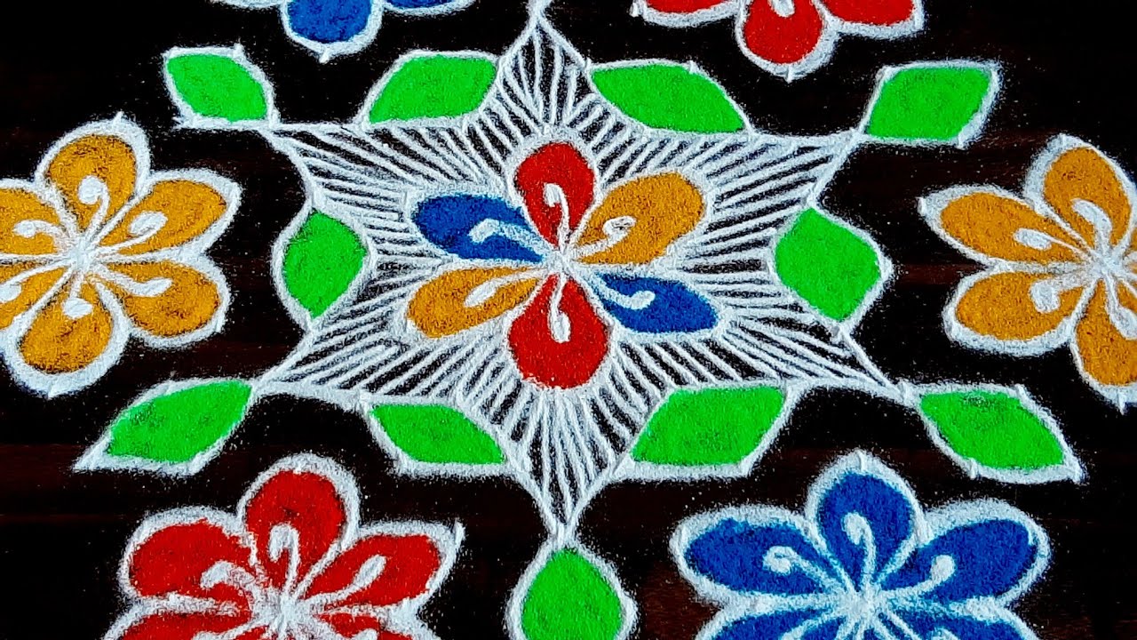 Kolam rangoli | Dot rangoli | Simple rangoli | Devghar rangoli | Easy ...