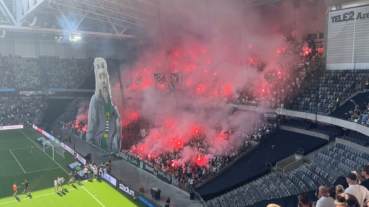 Djurgården - Hammarby (0:3) 2024 KENTA TIFO-PYRO + Always look on the ...