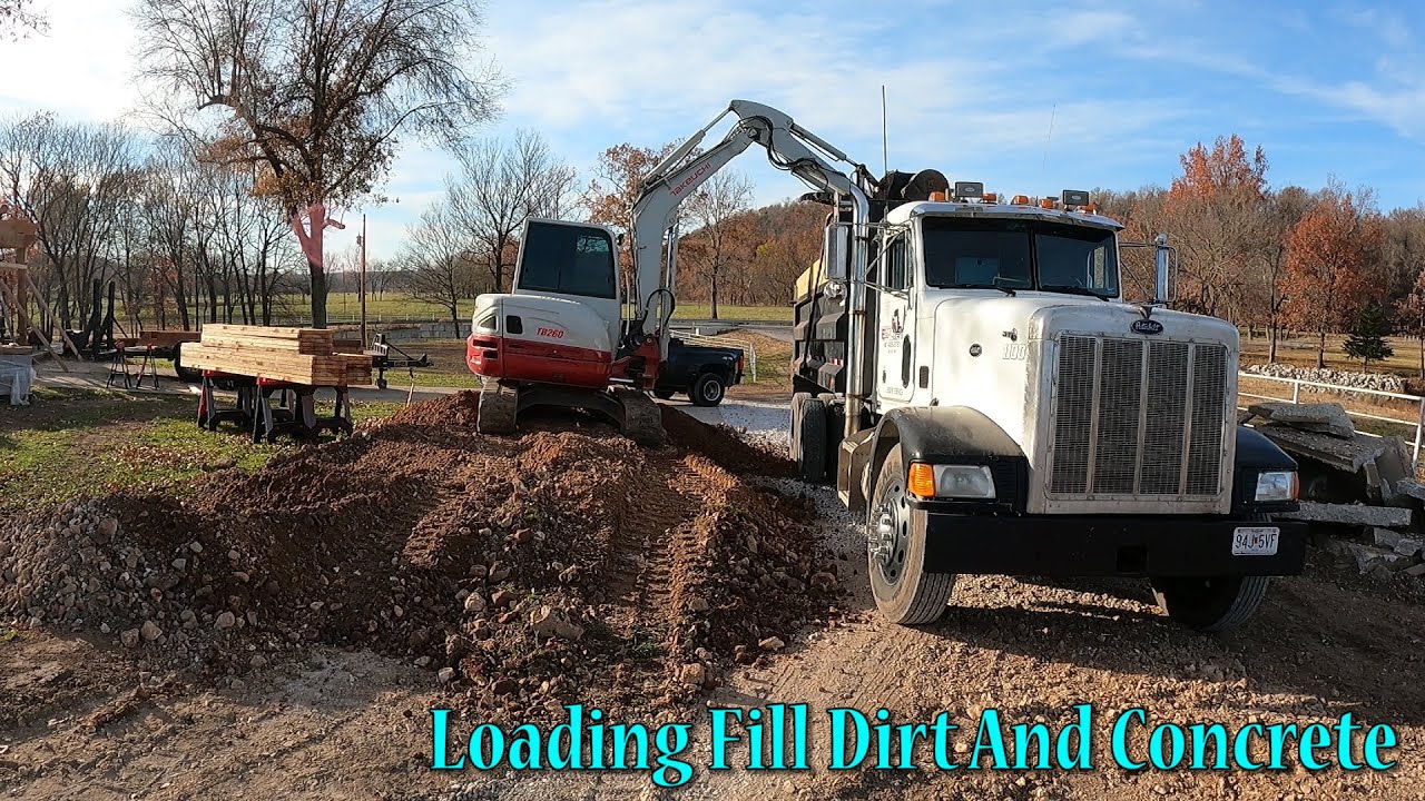 Loading Fill Dirt And Concrete And Starting The Rough Grade - YouTube