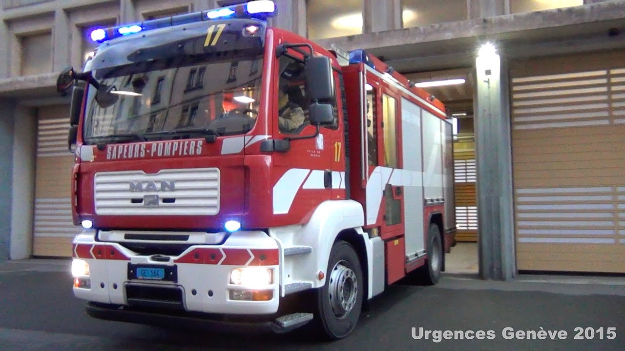 Pompiers Genève tonne-pompe 17 // Geneva fire pumper 17 - YouTube