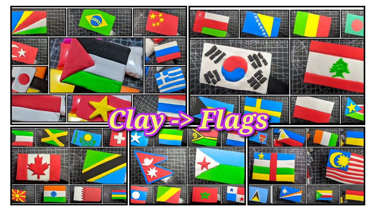 Compilation bendera dari clay - flags out of clay compilation - YouTube