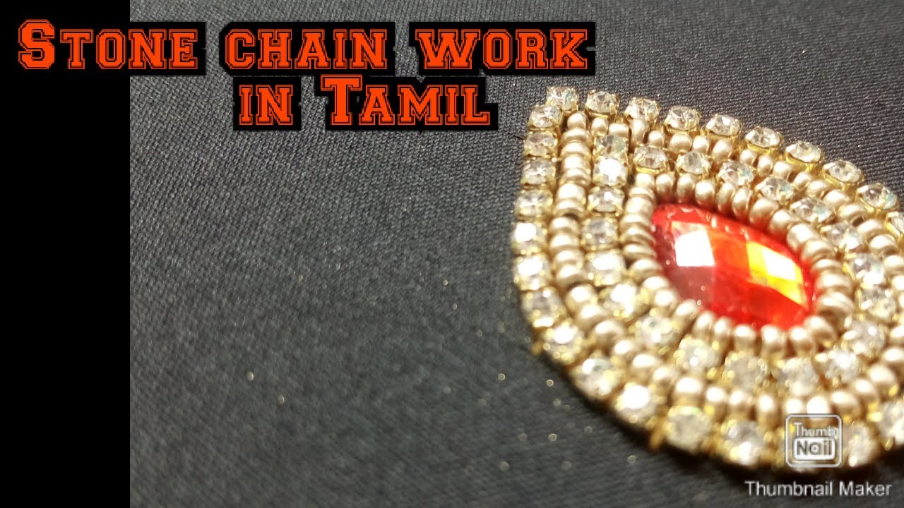 Aari work stone chain tutorial|aari embroidery stone chain work in ...