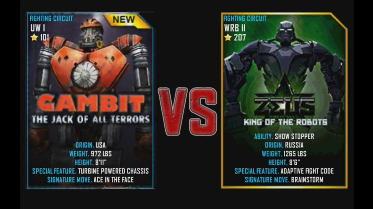Real Steel WRB Gambit (101) VS Zeus (champion) 207 NEW (Живая Сталь ...