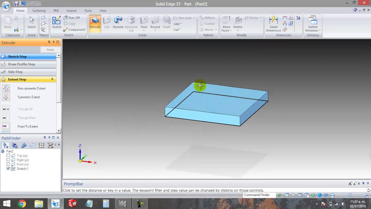 Solid Edge ST2 - Extruir - YouTube