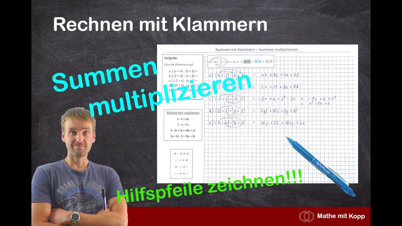 Rechnen mit Klammern - Summen multiplizieren | Hilfspfeile | Mathe mit ...