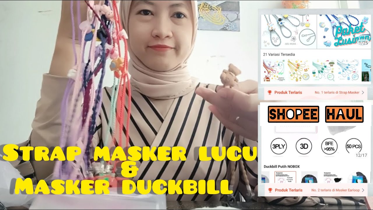 MASKER DUCKBILL & STRAP MASKER LUCU || SHOPEE HAUL - YouTube