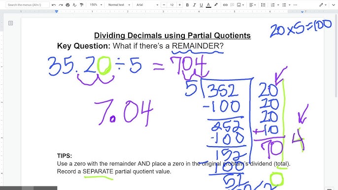Partial Quotients Decimals