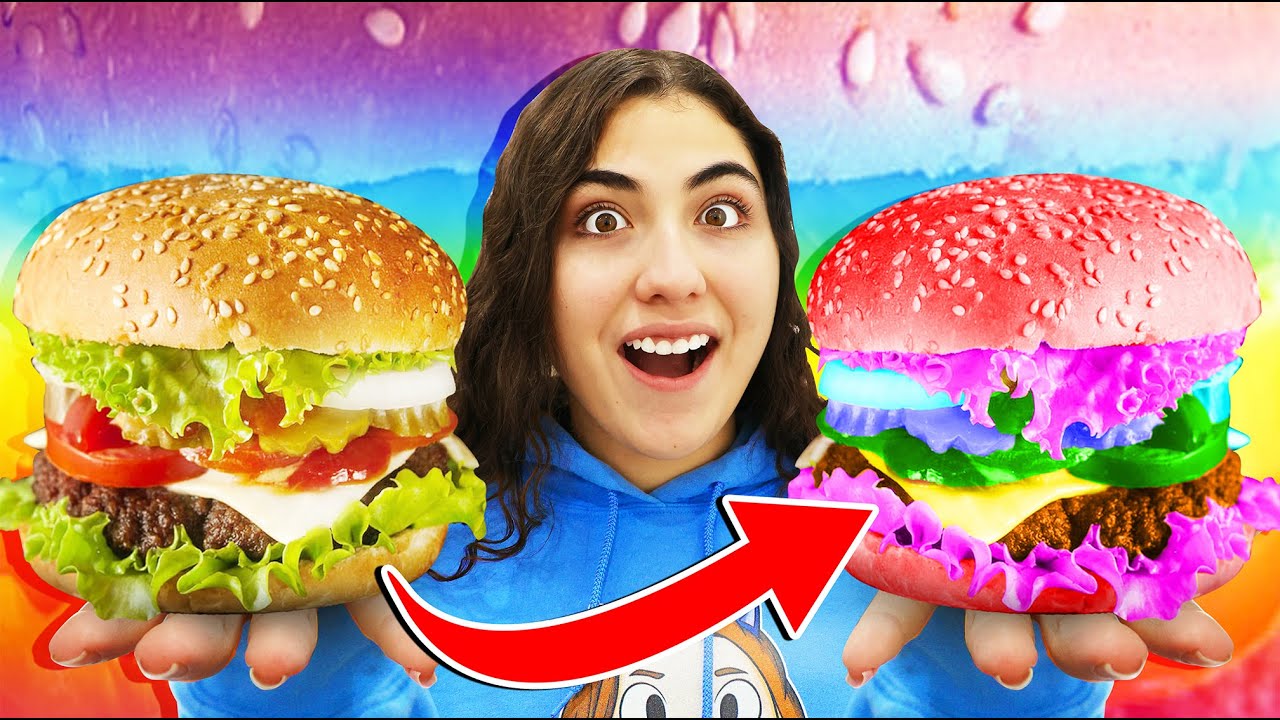 BEST FAST FOOD INTO RAINBOW FOOD WINS! - YouTube