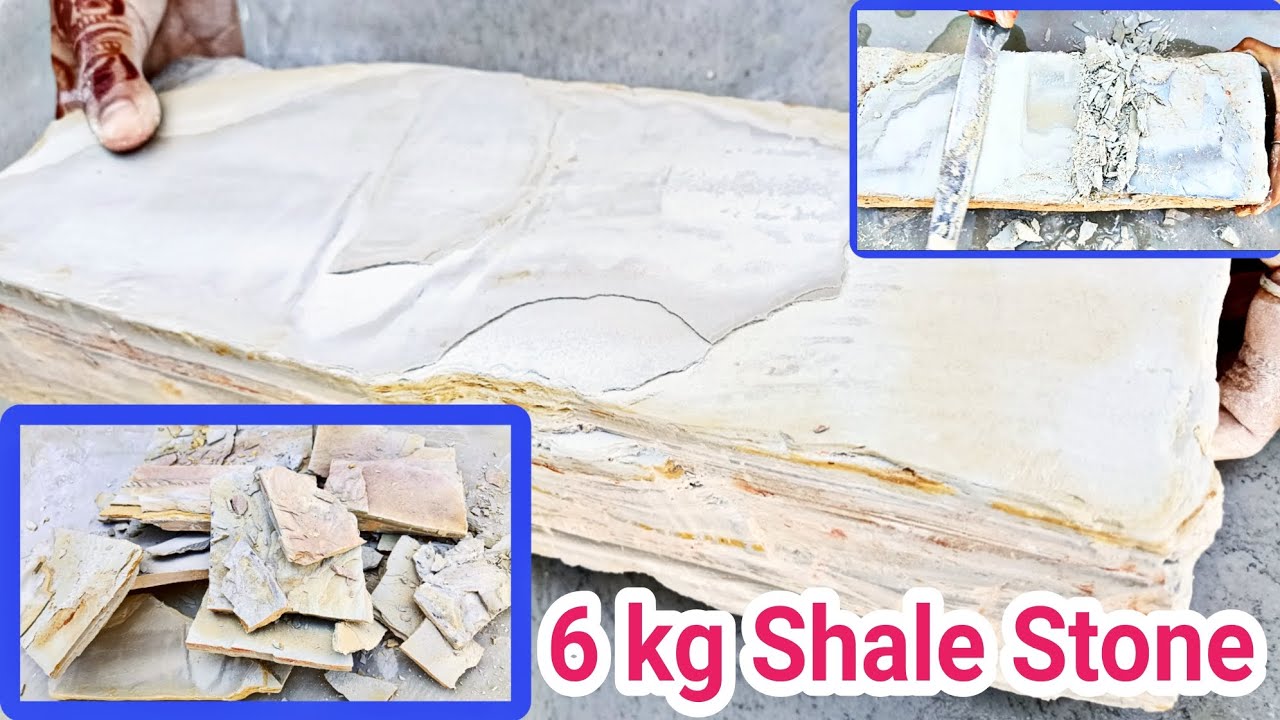 scraping & slicing Big shale stone | full white shale stone ...