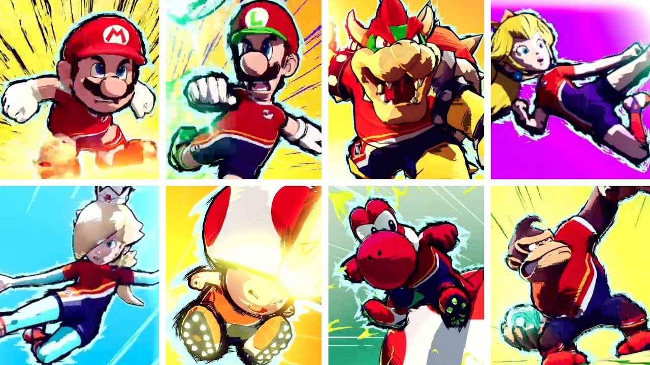 Mario Strikers Battle League Football - All Characters Hyper Strikes ...