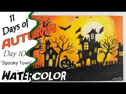 Easy Halloween watercolor painting for beginners! Spooky, Haunted ...