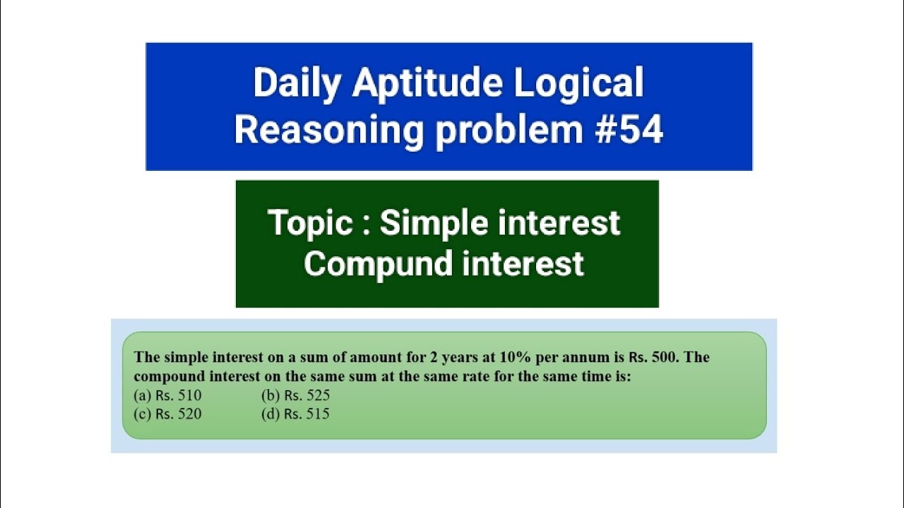 Daily Aptitude Logical Reasoning problem #54 - YouTube