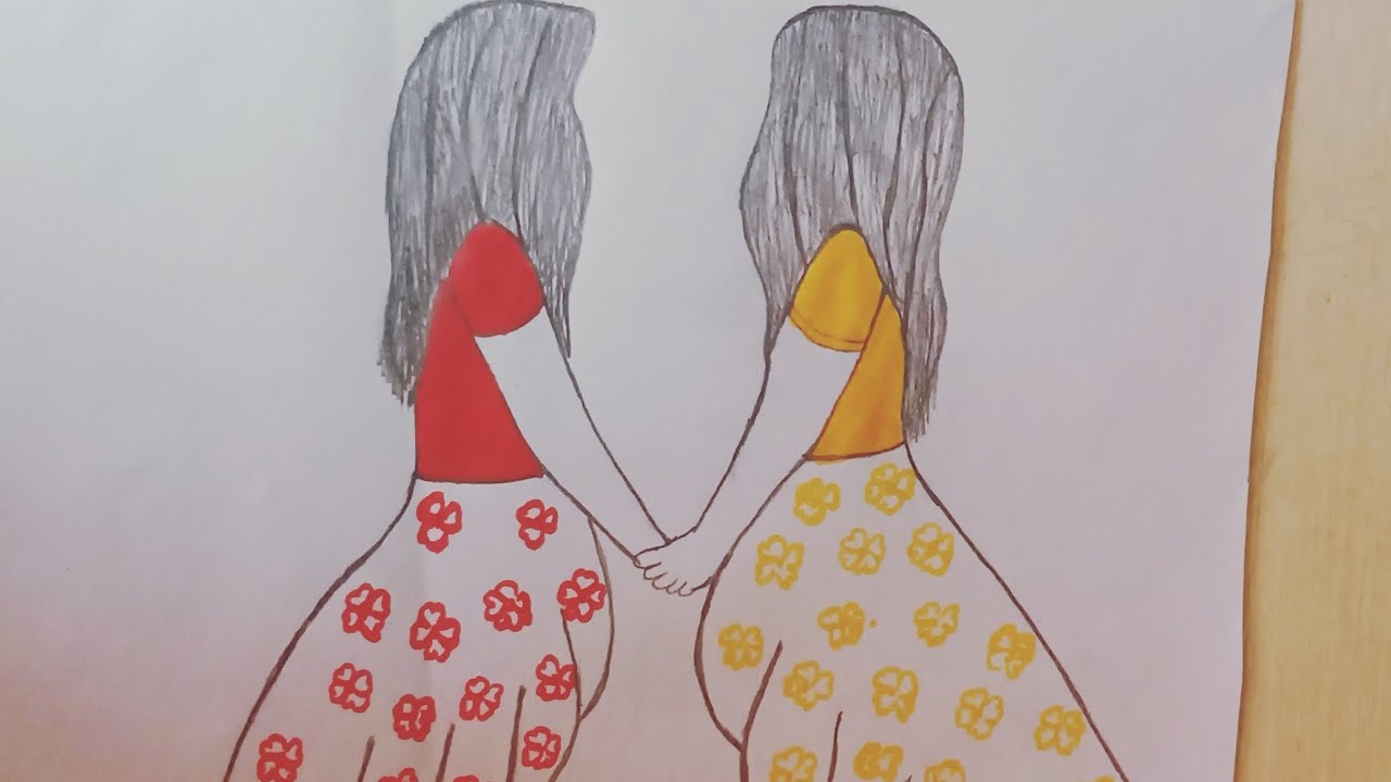 How To draw best friend drawing ||easy best friend drawing step by step ...