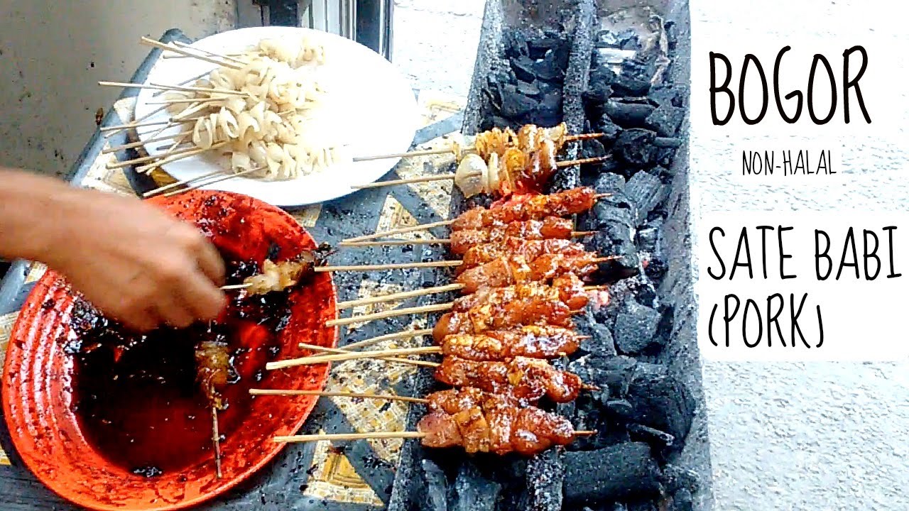 INDONESIAN FOOD || STREET FOOD BOGOR || SATE BABI - PORK SATE (NON ...