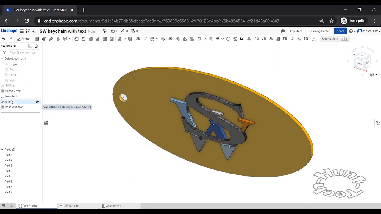 Onshape: Keychain adding text PART 1 - YouTube