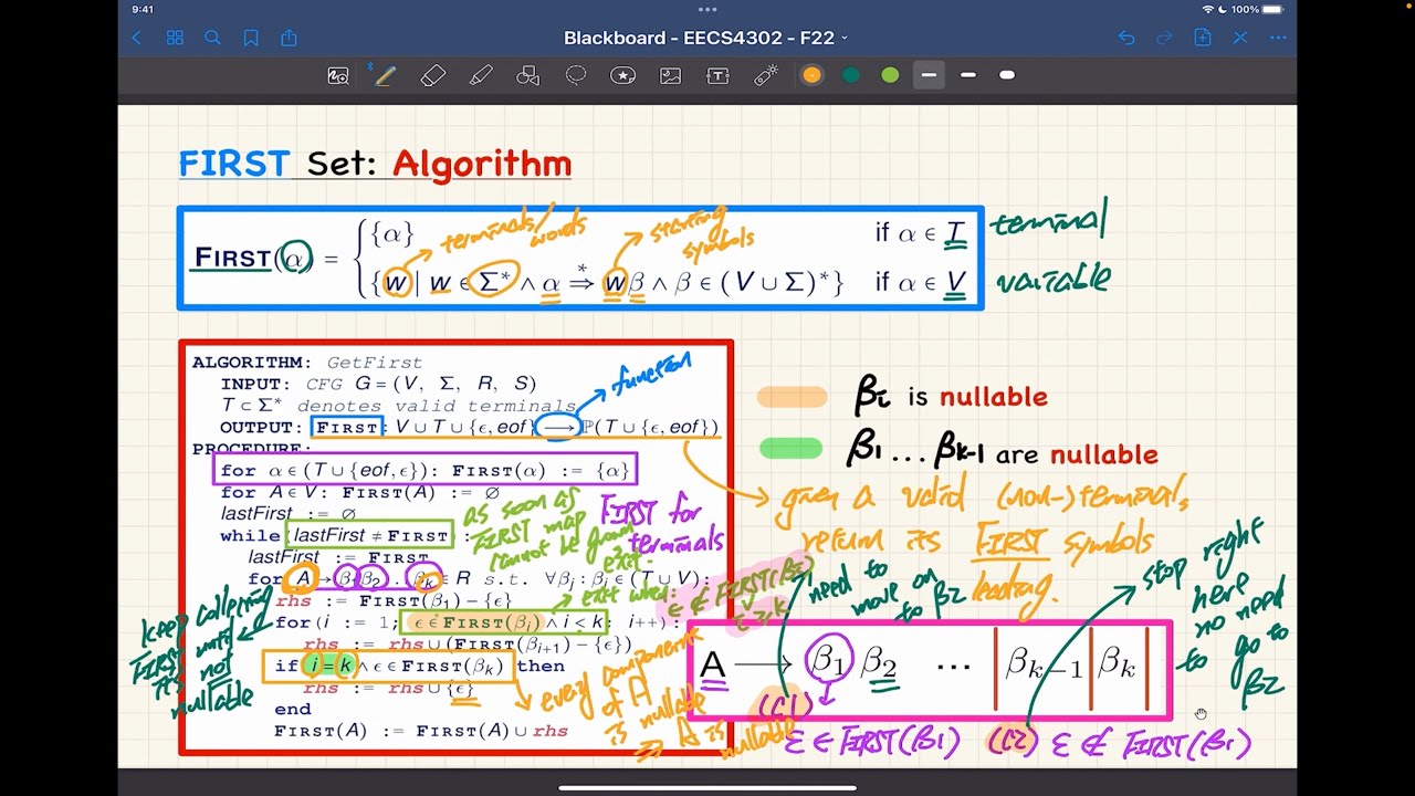 [HD] EECS4302 F22 - 2022-11-15 - Computing the FIRST Set - Algorithm ...