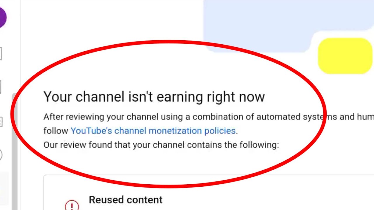 Your channel isn't earning right now after reviewing your channel we ...
