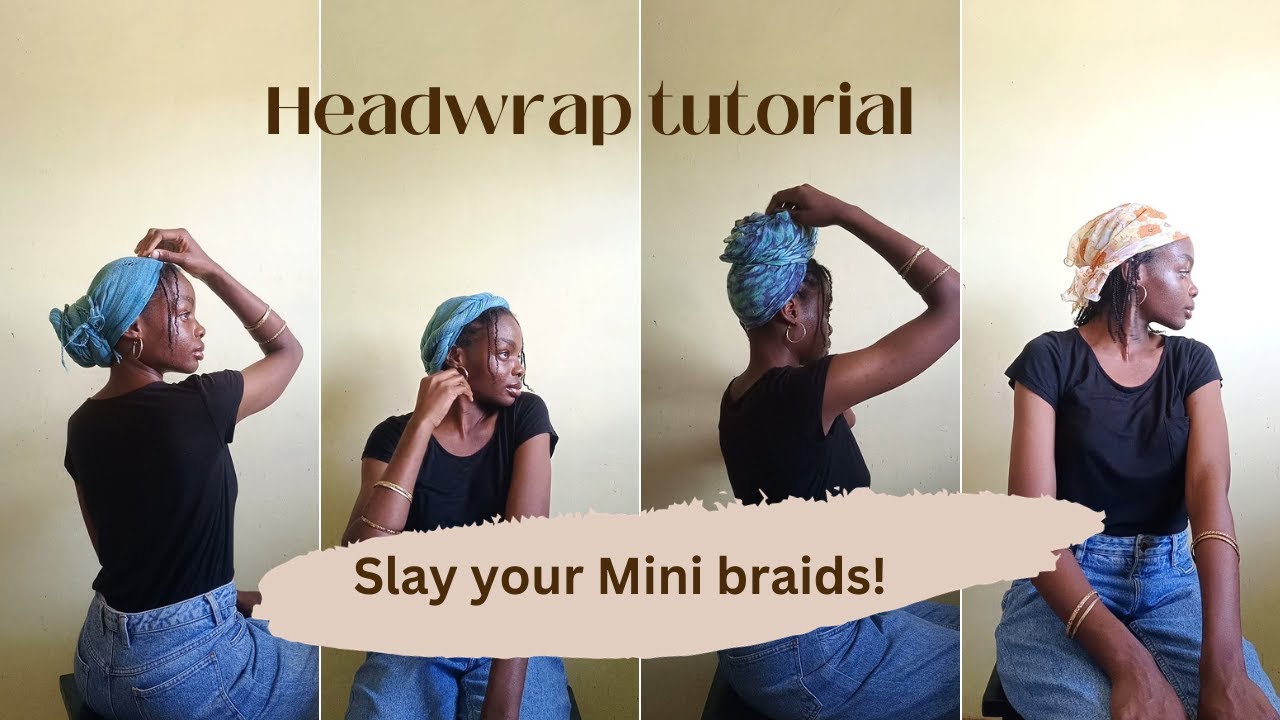 HOW TO STYLE YOUR MINI BRAIDS WITH A HEAD WRAP|HEAD WRAP TUTORIAL - YouTube