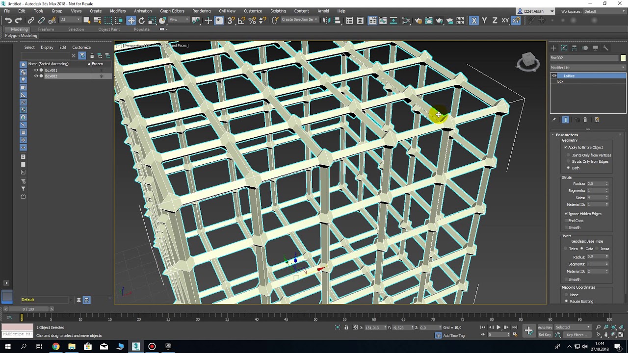 3ds Max 2018 - Ders 27 Modifiers - Bend Lattice Melt Kullanımı - YouTube