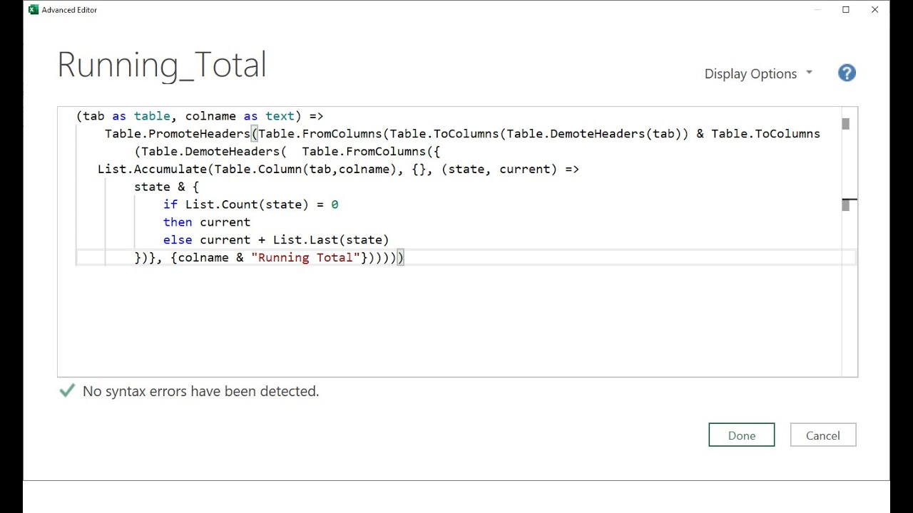 Add Running Total with One Formula in Power Query - YouTube