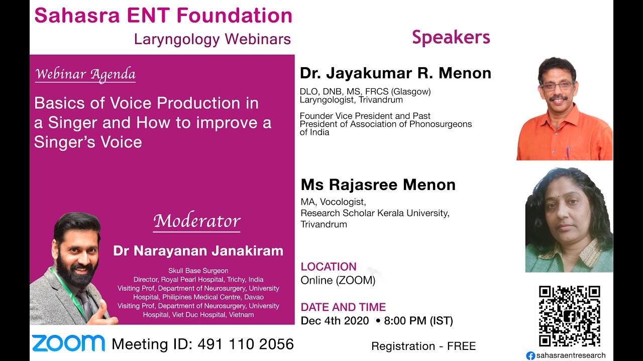 Basics of Voice Production & How to improve Singer’s Voice | Dr Jayakumar Menon & Ms Rajasree ...