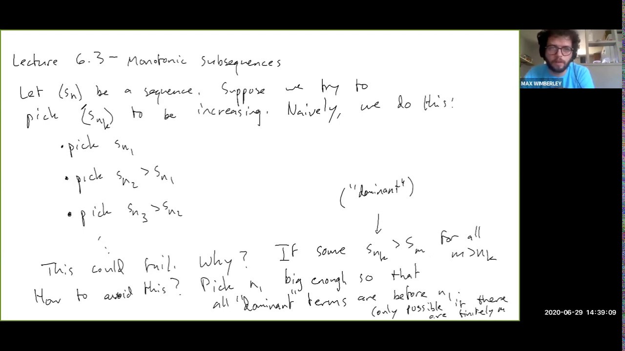Lecture 6.3 - Monotonic Subsequences - YouTube