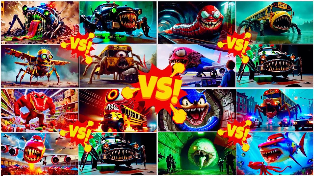 HUNGRY STAR 2 🆚 Police HEAD EATER 🆚 mcqueen head eater 🆚 Bus Eater 🆚 ...