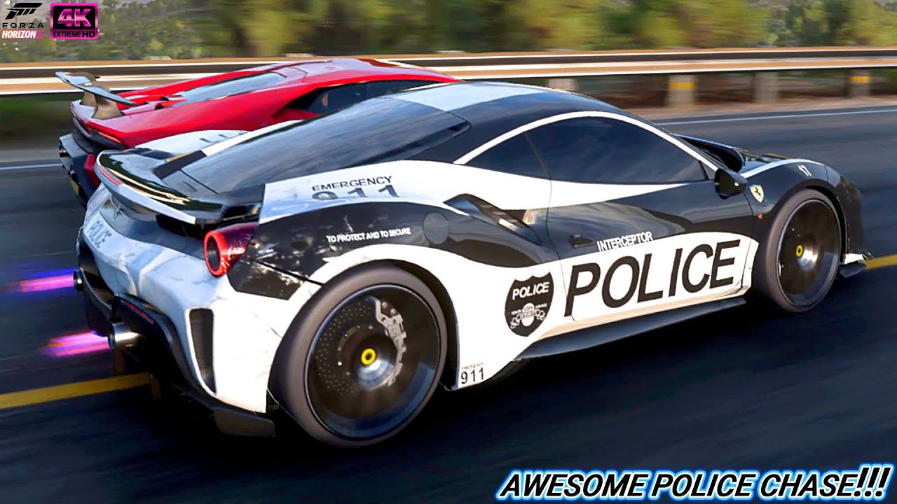 Ferrari 488 Pista Police vs Lamborghini Huracan | Police chase | Forza Horizon 5 | Gameplay 4k ...