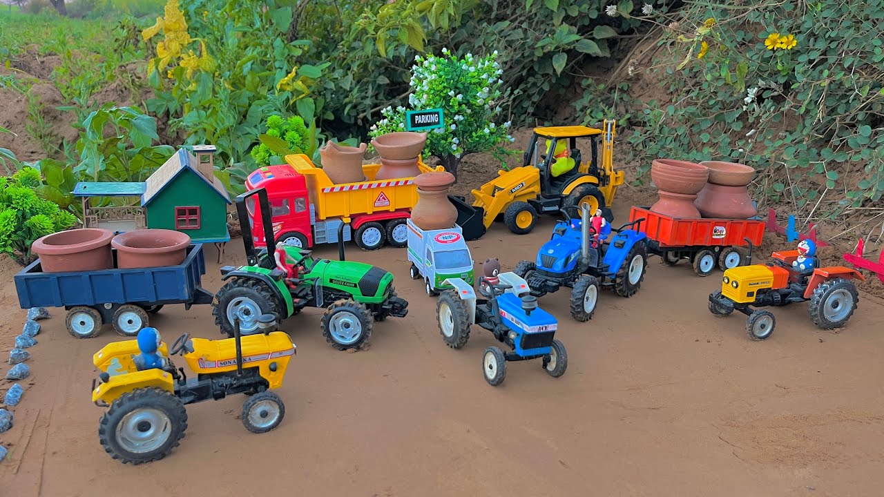 mini tractor trolley videos || clay pots loading || tractor video ...