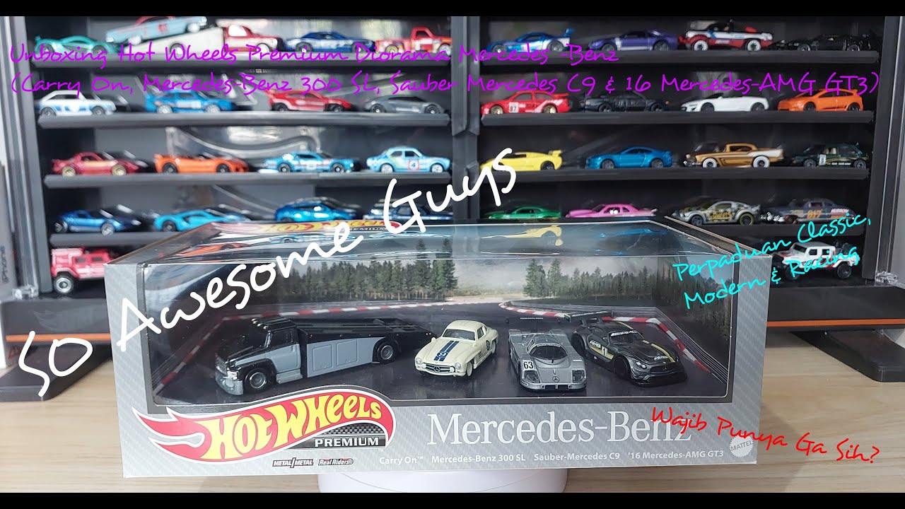 Vlog Unboxing Hot Wheels Premium Collector Diorama Mercedes-Benz ...