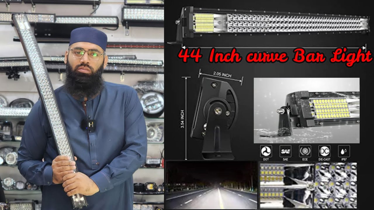 44 Inch curve Bar Light With Side Brackets Tri Row Style | Universal ...